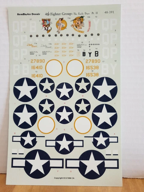 DECAL AEREO AEROMASTER decals 4th fighter group the early days pt 2 48 ...