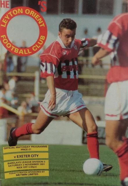 PROGRAMME DE FOOTBALL Leyton Orient V Exeter City 2/11/1991 Division 3 ...