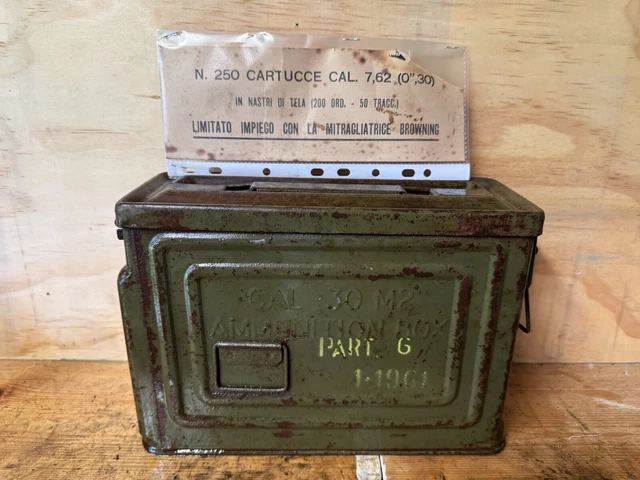 ORIGINAL WW2 US Army .30 cal Ammo Box Ammunition Tin With packing label ...