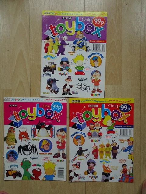 3 ISSUES BBC Toy Box Magazine Comic 1996 & 1997 Noddy Pingu Spider ...