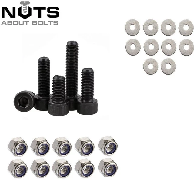 M4 M5 M6 M8 M10 Black Socket Cap Screw High Tensile Bolt Zinc Nyloc Nut ...