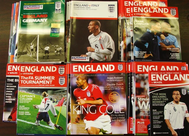ENGLAND - COMPLETE set of home programmes 2000 - 2007 whilst Wembley ...