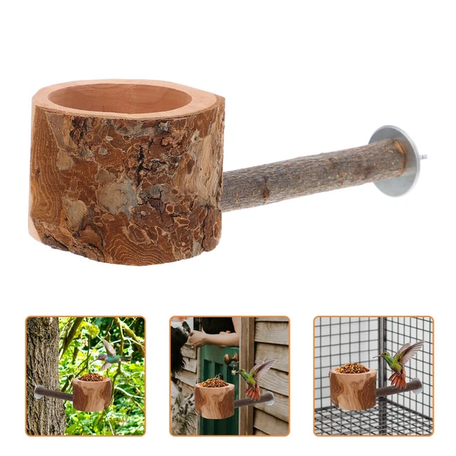 BIRD PERCH STAND with Food Bowls Apple Wood Bird Perch Bird Cage ...