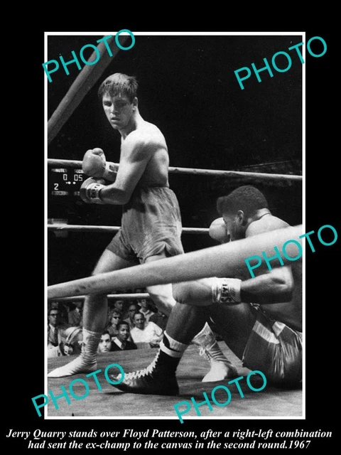 OLD LARGE HISTORIC PHOTO OF BOXER JERRY QUARRY def FLOYD PATTERSON 1967 ...