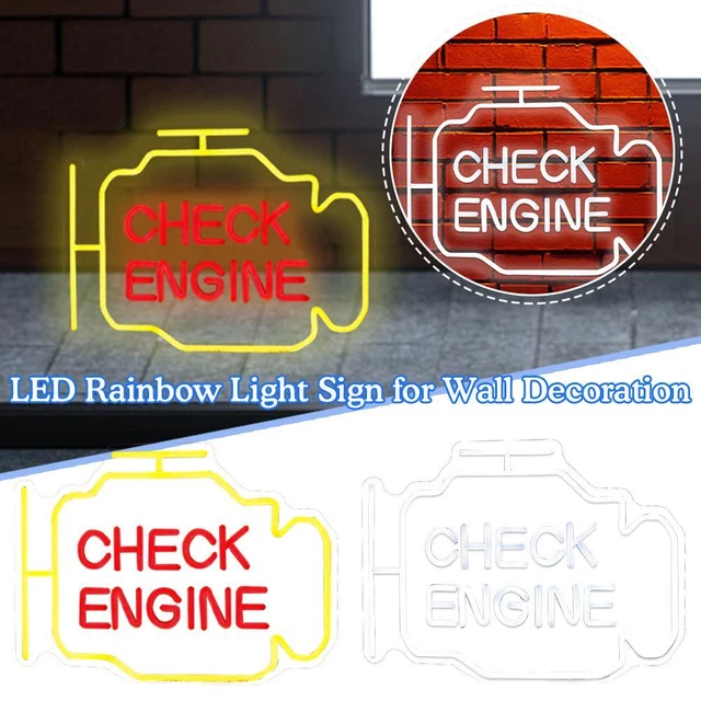 CAR CHECK ENGINE Neon Signs Led Lights Auto Room Garage Repair Shop USB ...