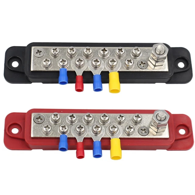 12 POINT/BUSBAR BUS Bar Power Distribution Block 180A 12V DC Pair Black Red £12.96 - PicClick UK