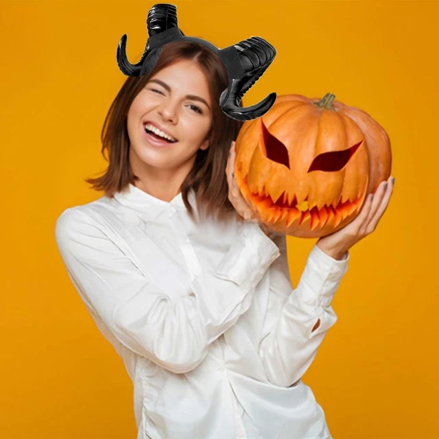 ARTIFICIAL HALLOWEEN DEVIL Headband Gothic Goat Horn Hair Hoop Photo £7 ...