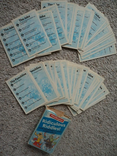 VINTAGE 1987 WADDINGTONS Ridiculous Riddles Playing Cards 2+ Players 50 ...