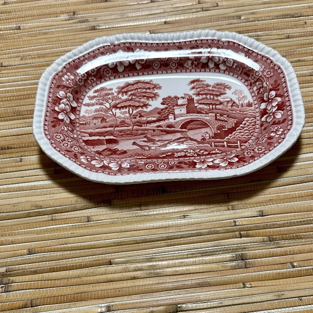 VINTAGE COPELAND 11” Oval Serving Platter Spode's Tower Pink Dish ...