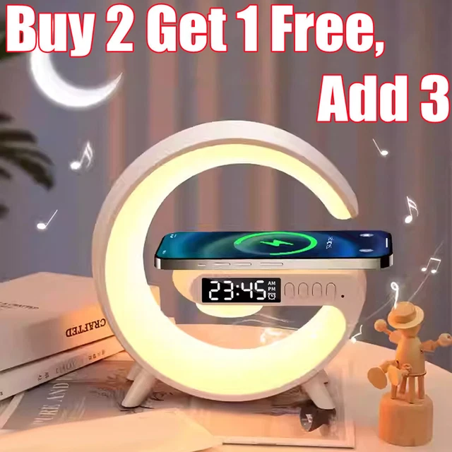 SMART G LAMP Wireless Charger Bluetooth Speaker RGB Alarm Clock Night ...