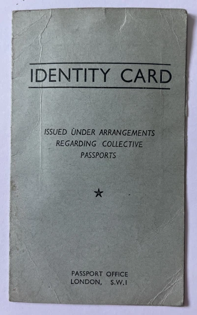 VINTAGE OFFICIAL TRAVEL Document /Identity Card Issued 1957 £12.00 ...