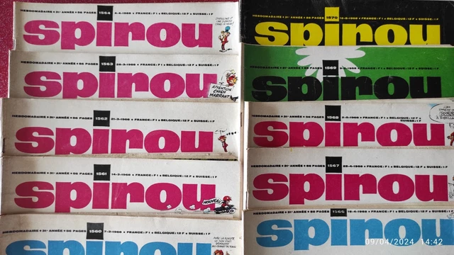 LOT DE 10 ANCIENS FASCICULES SPIROU ANNÉE 1968/69 no 1560 à 1570 SANS MINI RÉC EUR 15,00 ...