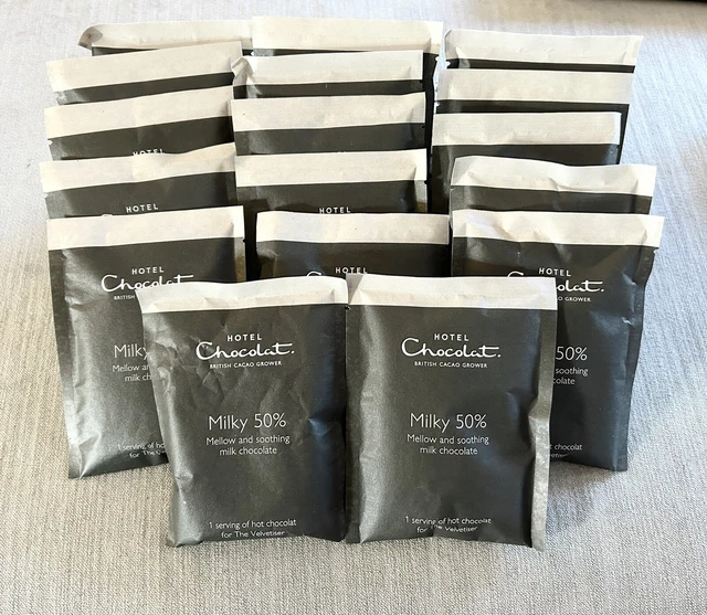 17 X HOTEL Chocolat Velvetiser Hot Chocolate Sachets 50% Milky Date 10/ ...