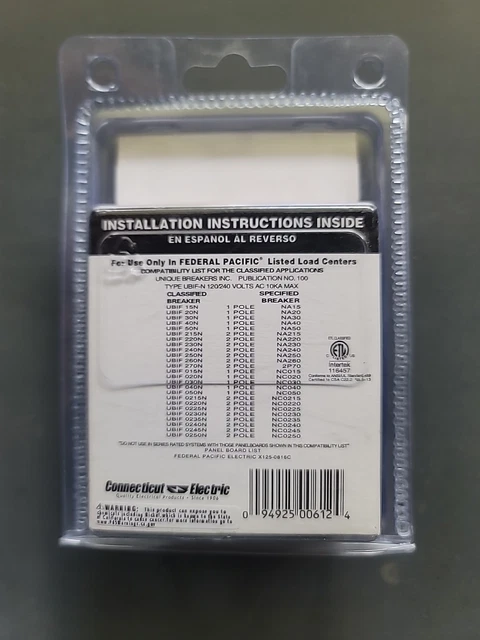 CONNECTICUT ELECTRIC 40 Amp 1 Pole Type UBIF-240N Thick Circuit Breaker ...