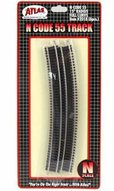 ATLAS N SCALE ~ New 2024 ~ Code 55 ~ 15" Radius Curve (6 Pieces) 2018 ...