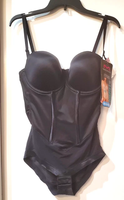 MAIDENFORM WOMEN'S FIRM Tummy-Control Easy up Strapless Bodysuit Black ...
