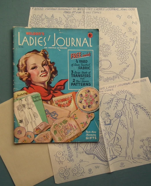VINTAGE 1930S WELDON'S Ladies' Journal women knitting embroidery ...