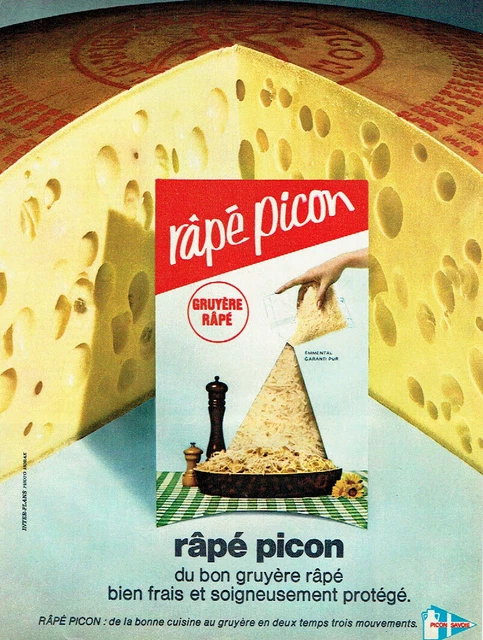 PUBLICITÉ ADVERTISING 0421 1968 fromage Rapé Picon gruyère emmental pur ...