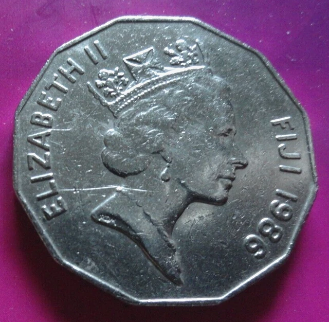 1986 50C FIFTY Cent Coin Fiji - Scarce coin Circulated and Extra fine ...