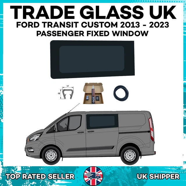 FORD TRANSIT CUSTOM Passenger Side Tinted Window with Bonding kit and ...