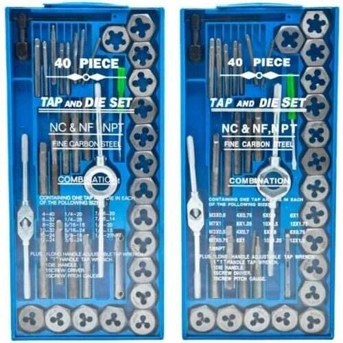80-PCS SAE & Metric Tap and Die Set T-Handle Wrench Screw Pitch Gauge ...