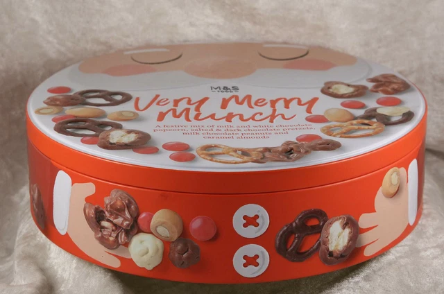 MARKS AND SPENCERS very merry munch tin Christmas design collectable £1 ...