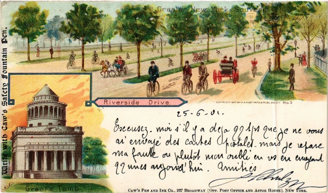 PC CPA US, NY, NEW YORK, GRANT'S TOMB, RIVERSIDE DR, LITHO POSTCARD ...