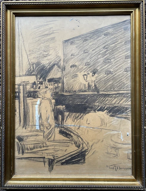 KNUT HANSEN 1876-1926 Pescador En Barco Puerto Copenhague Dinamarca ...