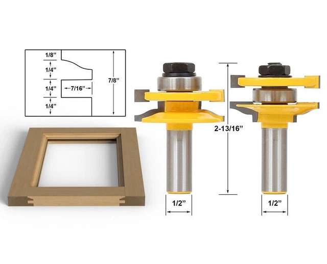 LARGE OGEE 2 Bit Rail and Stile Router Bits Set - 1/2" Shank $40.99 ...