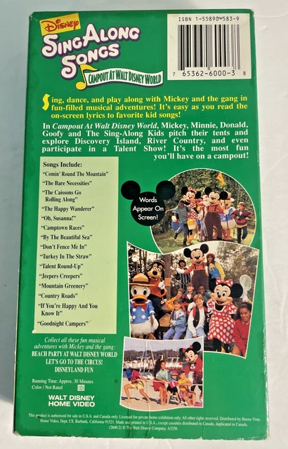 DISNEY SING ALONG Songs ~ Campout At Walt Disney World Vhs £9.74 ...