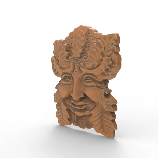 GREEN LEAF MAN Head Pagan Sculpture STL File Model Relief 3D Printer ...