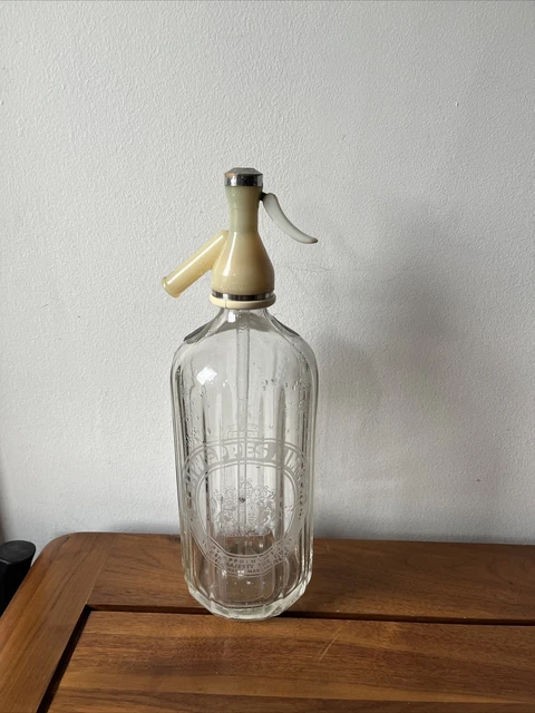 ANTIQUE VINTAGE RETRO Schweppes Soda Water Siphon Glass Bottle Drinks ...