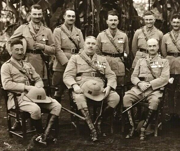 EARLY BRITISH MILITARY Matte Photo Lieutenant Colonel Majors Sergeants ...