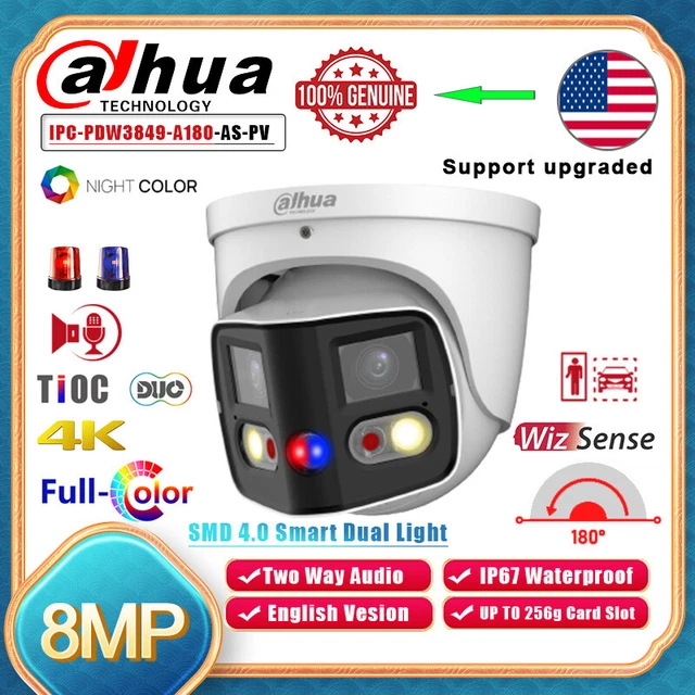 CÁMARA IP PANORÁMICA Dahua 4k 8MP 180° audio 2 vías TiOC IPC-PDW3849-A180-AS-PV EE. UU. EUR 261 ...