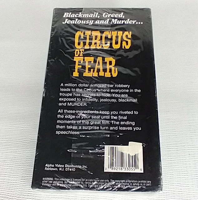 CIRCUS OF FEAR VHS 1966 Alpha Video New £23.99 - PicClick UK