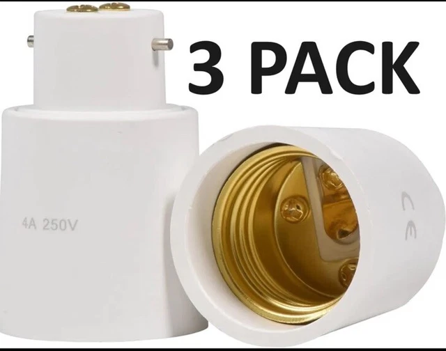 4X LIGHT BULB Lamp Socket Converter Adapter Bayonet B22 Plug to Screw ...