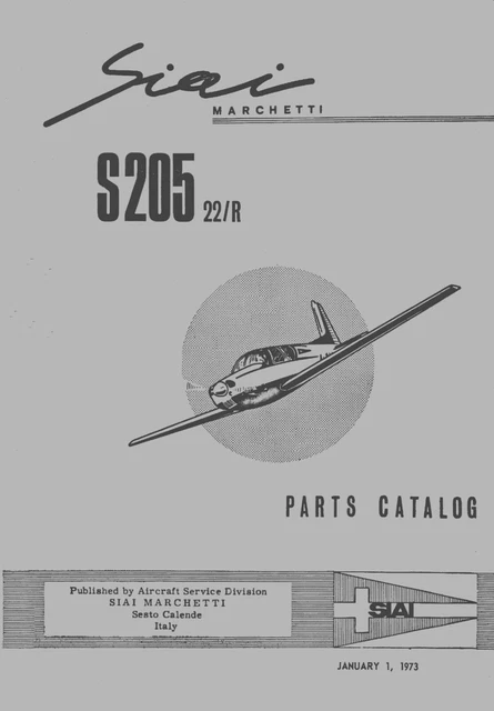 SIAI MARCHETTI S205 Parts Service Manual detail archive aircraft 1960's ...