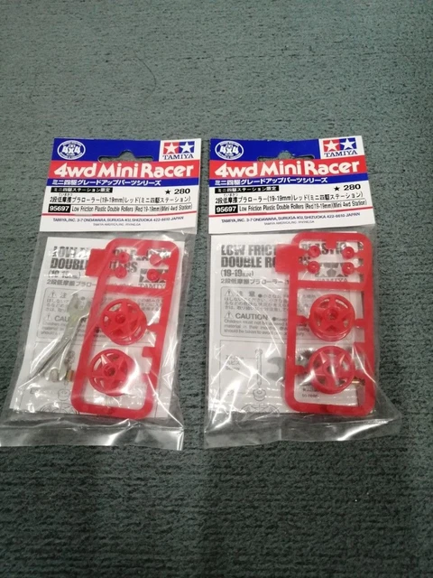 MINI 4WD 2 Stage Low Friction Plastic Roller 19-19Mm Red Bag Set ...