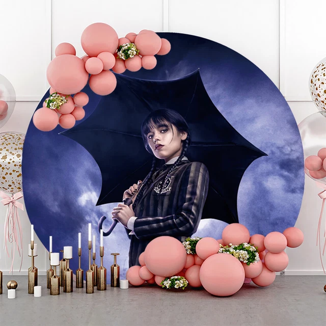 ROUND WEDNESDAY ADDAMS Backdrop Circle Happy Birthday Photo Background ...
