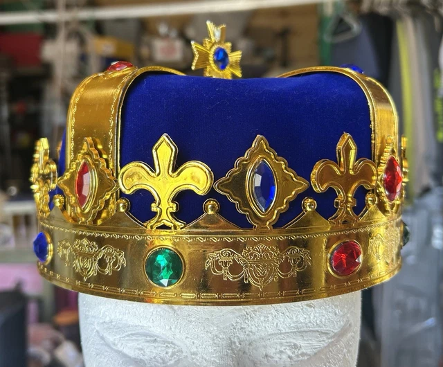 KINGS CROWN PURPLE Velvet Plush W/ Gold & Faux Gems Costume Accessory £ ...