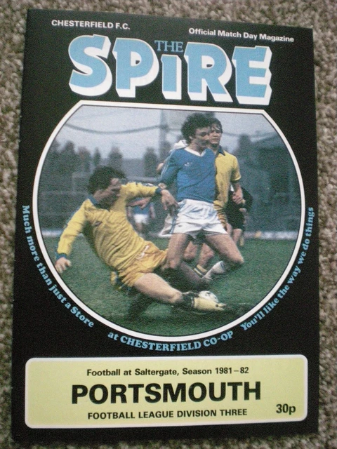 CHESTERFIELD V PORTSMOUTH, 3rd OCTOBER 1981, NO WRITING, STAPLES ...