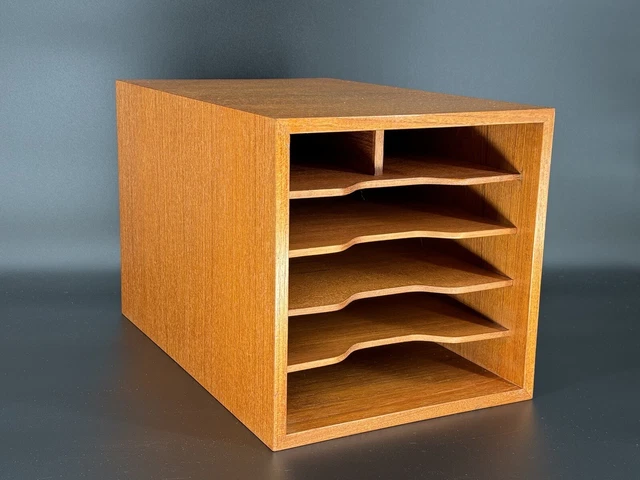 VINTAGE MID CENTURY Modern MCM Large Teak Wood Desk Mail Organizer ...