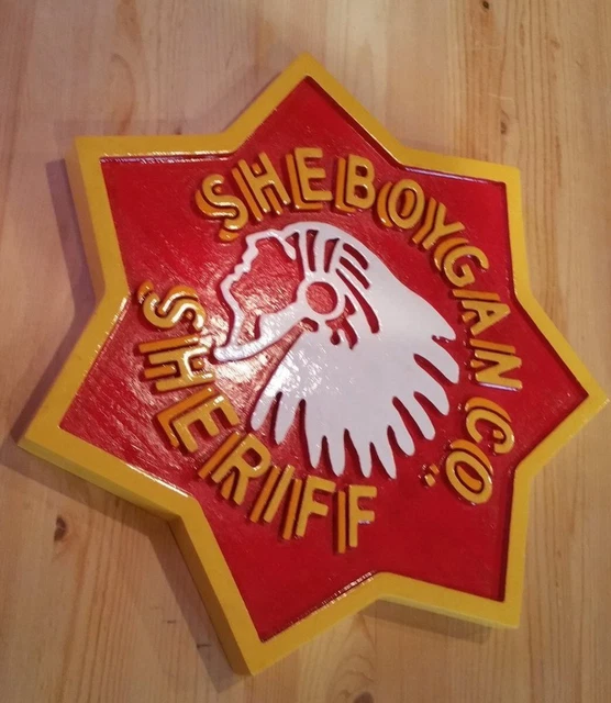 POLICE DEPARTMENT SHEBOYGAN Sheriff 3D routed wood award patch sign ...