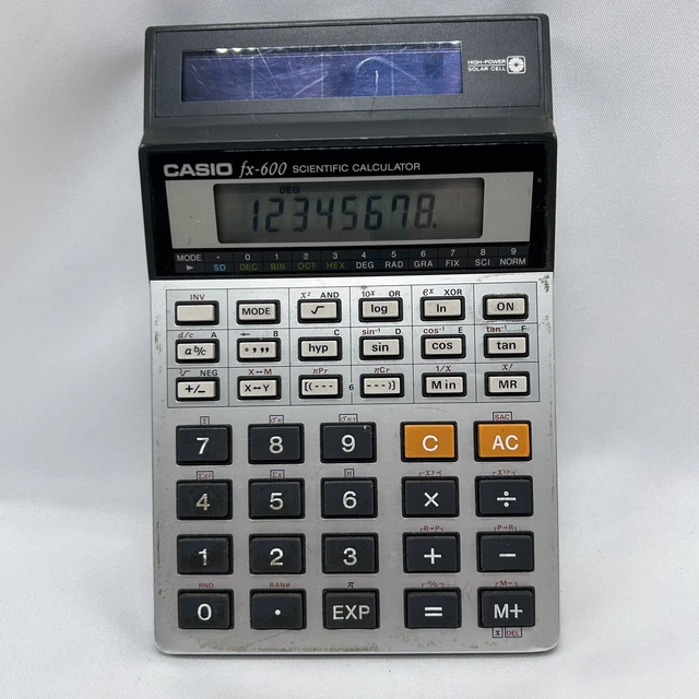 VINTAGE CASIO FX-600 Scientific Calculator High Power Solar Cell TESTED ...