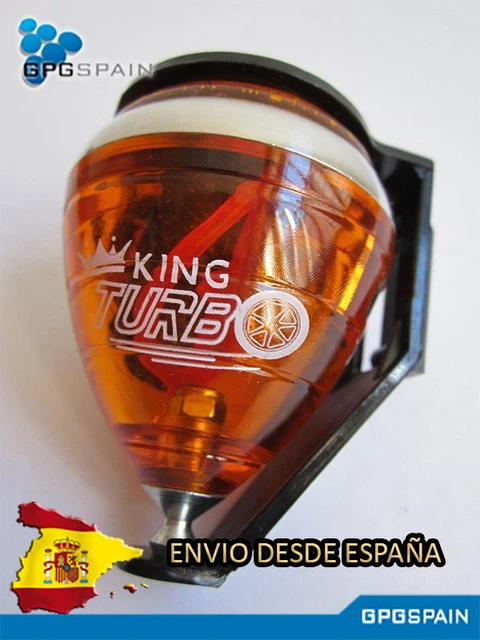 KREISEL TURBO KING Brummkreisel Sterne Spitze Drehbare Farbe Orange Transparent EUR 19,03 ...