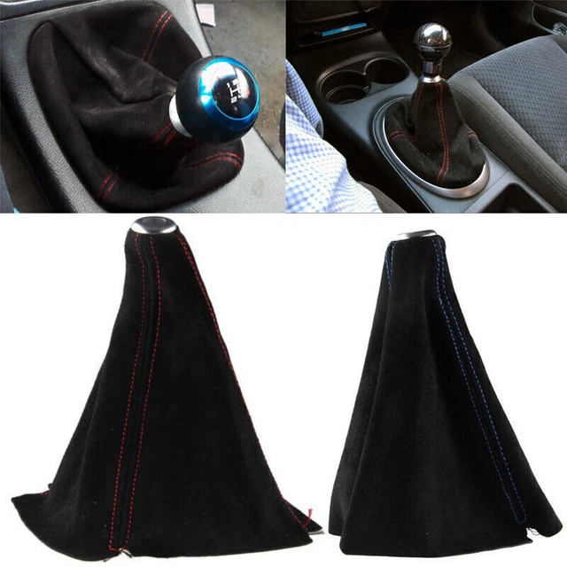 UNIVERSAL JDM RED Stitch Black PVC Leather Shifter Shift Gear Knob Boot ...