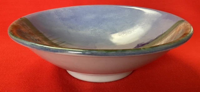 HIGHLAND STONEWARE SCOTLAND ~ Machair~ Free Hand Painted 9" Flared Bowl ...