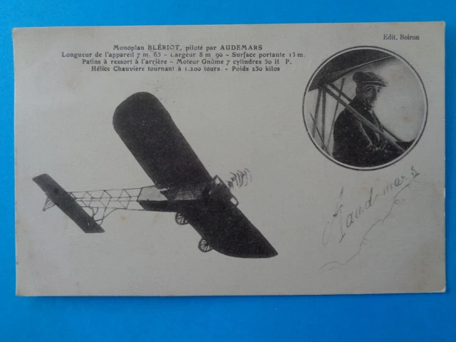AVIATION. MONOPLAN BLERIOT Pilote Par Audemars. Imitation Signature Du ...