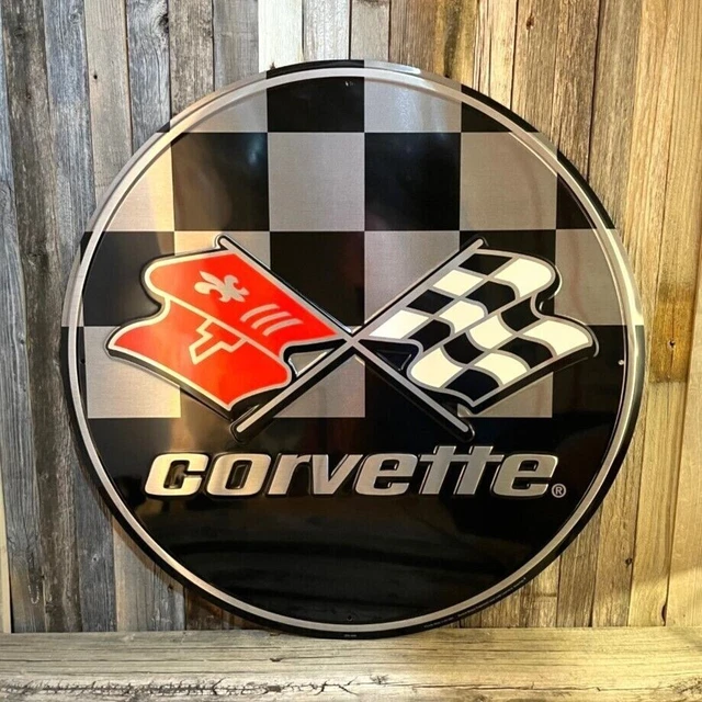 CORVETTE BLECHSCHILD 61CM C1 C2 C3 C4 C5 C6 C7 C8 Stingray 427 V8 GM ...