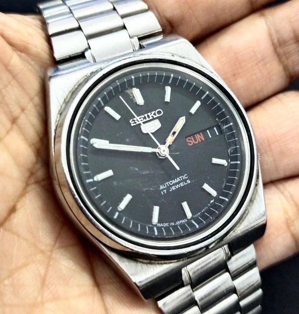 VINTAGE SEIKO 5 Automatic Black Dial Men's Watch Case 36.2mm Free ...